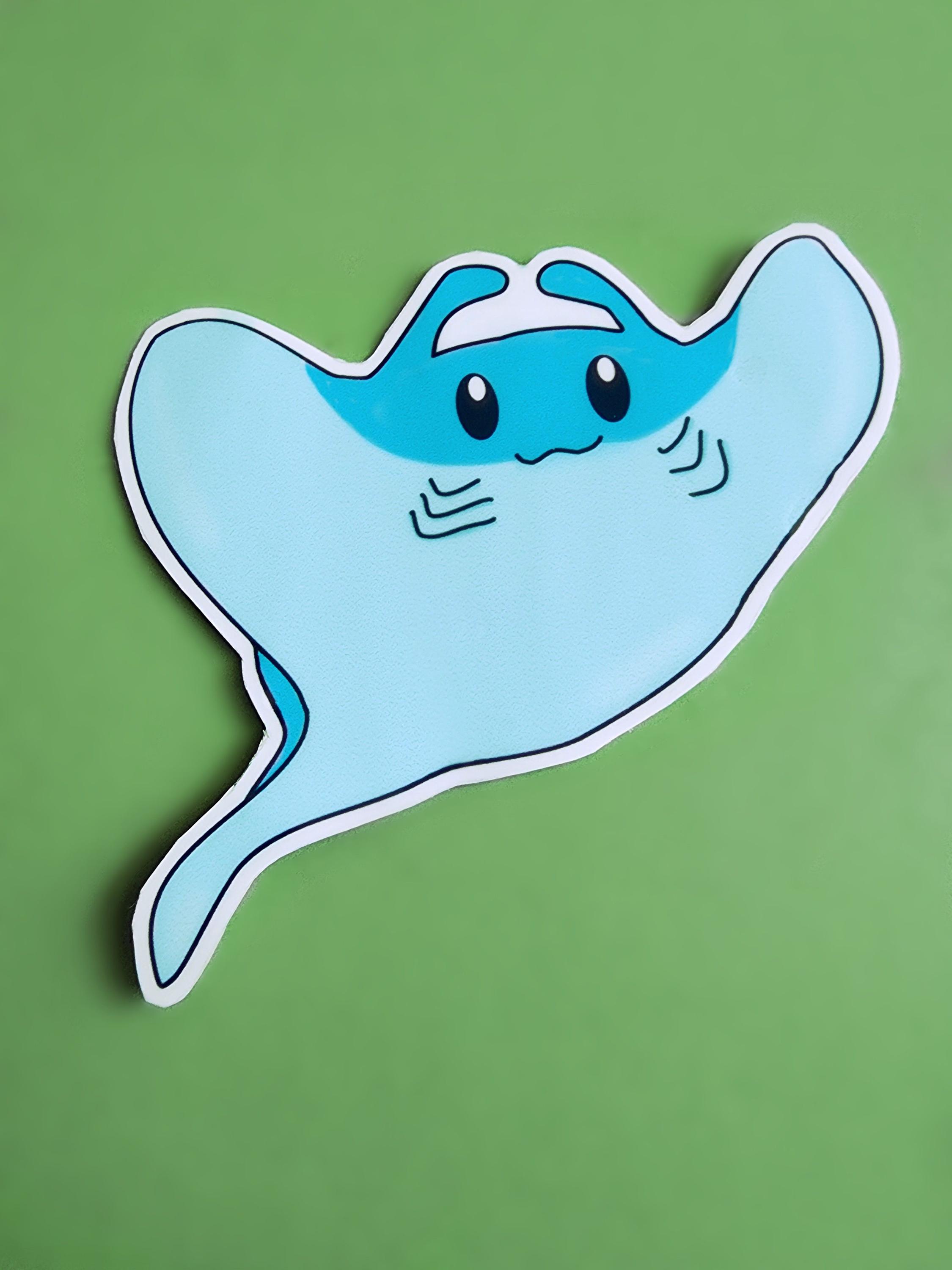 Anna the Manta Ray Kawaii Blue Waterproof Manta Ray Sticker - Etsy