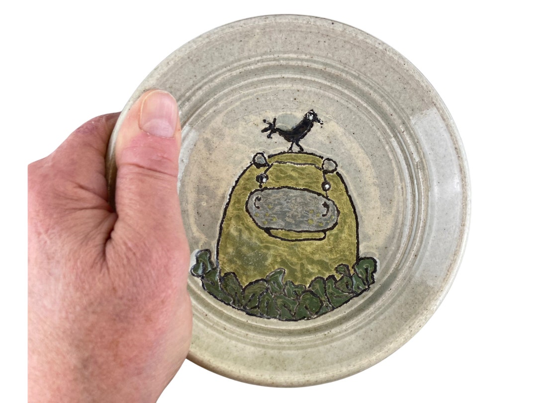 Small Celadon Hippo Plate, Decorative Ring or Trinket Dish - Etsy
