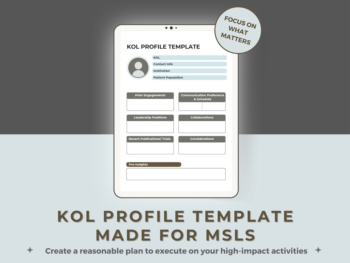 KOL Profile Template for Medical Science Liaison, Editable Pdf, MSL ...