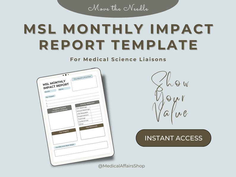 Medical Science Liaison Monthly Impact Report Template, Editable PDF ...