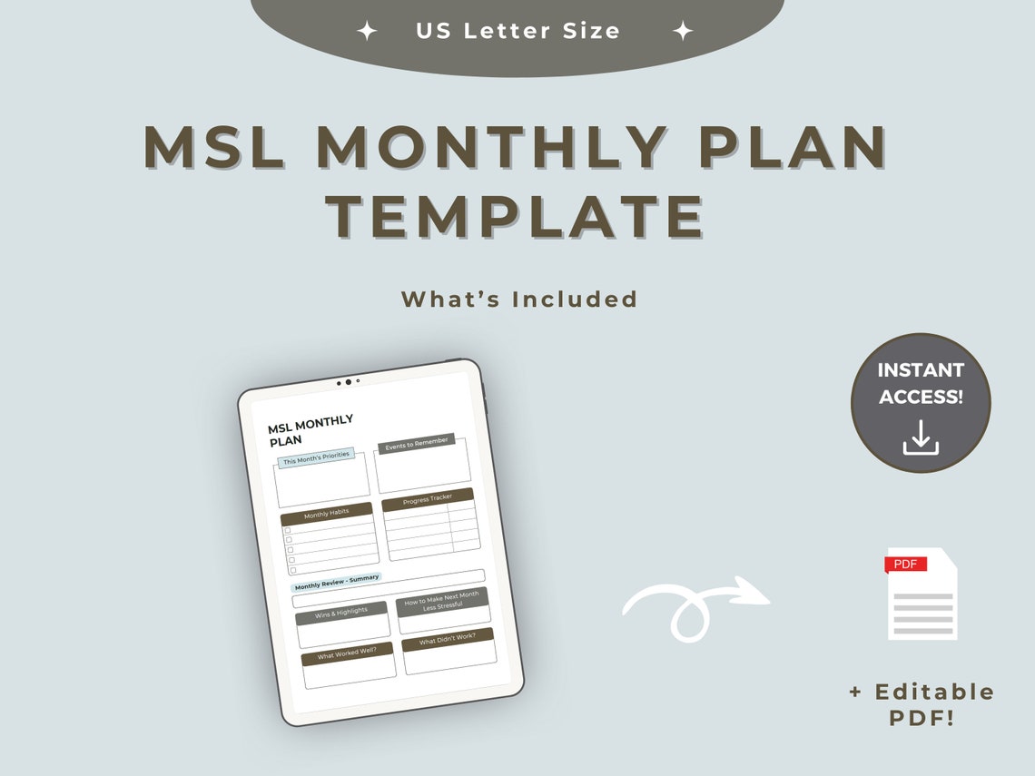 Medical Science Liaison Monthly Plan Template, Editable PDF, MSL ...
