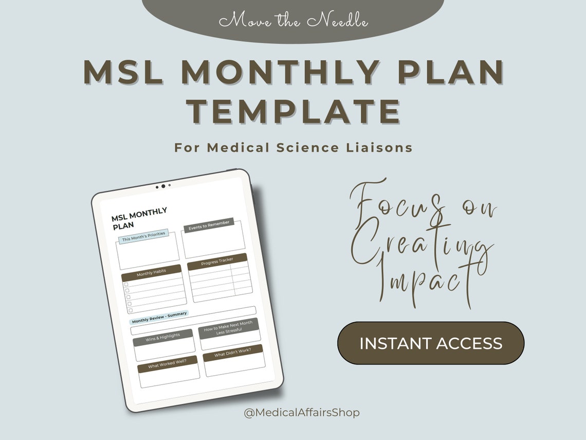 Medical Science Liaison Monthly Plan Template, Editable PDF, MSL ...