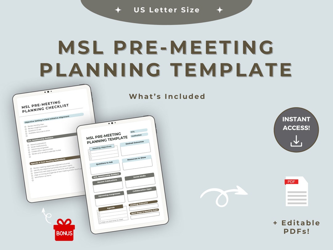 Medical Science Liaison Pre-meeting Planning Template, Editable PDF ...