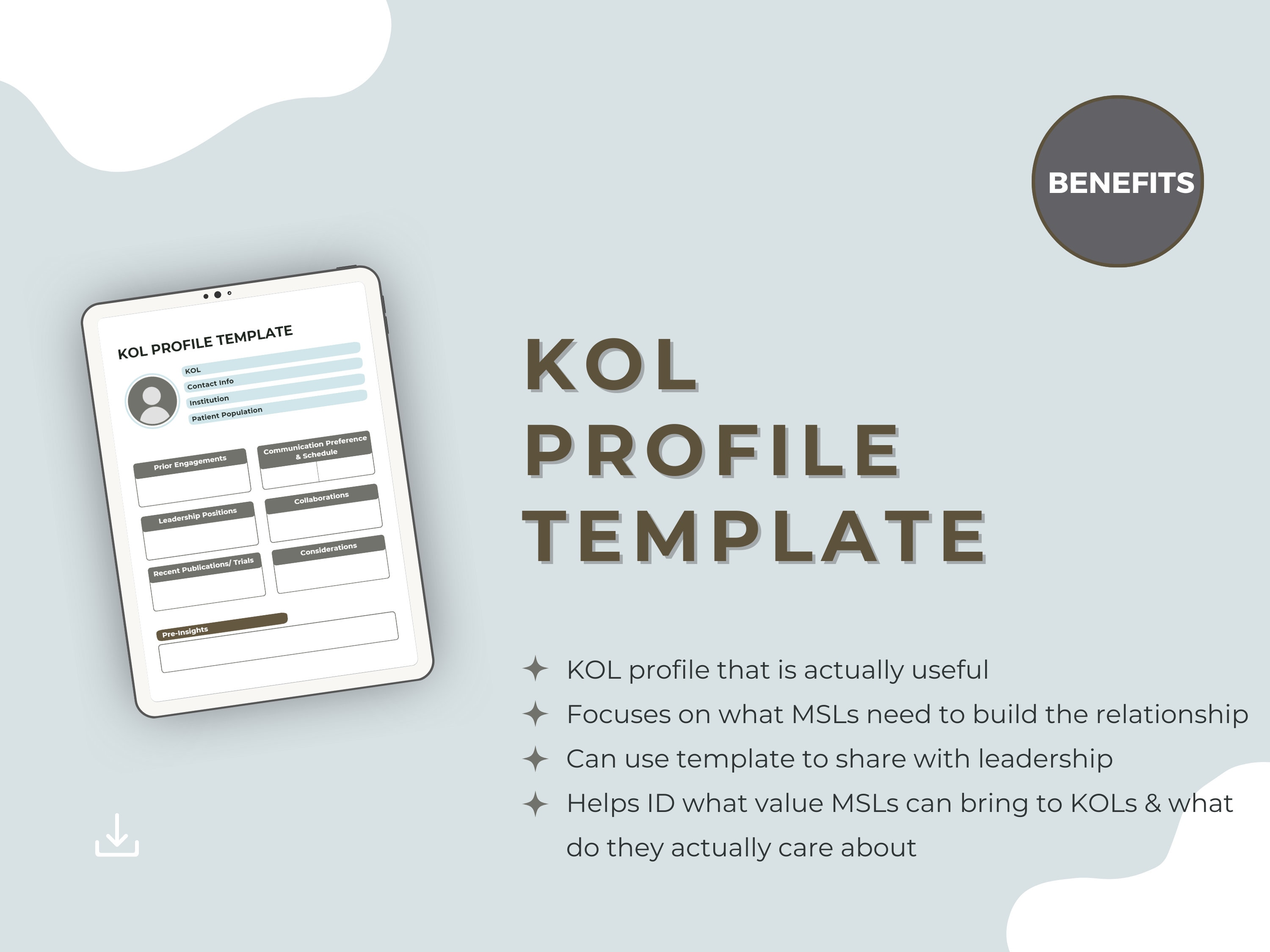 KOL Profile Template for Medical Science Liaison, Editable Pdf, MSL ...