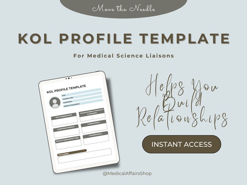 KOL Profile Template for Medical Science Liaison, Editable Pdf, MSL ...