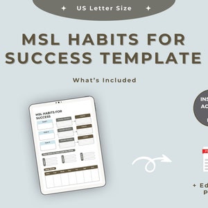 Medical Science Liaison Habits for Success Template, Editable PDF, MSL ...