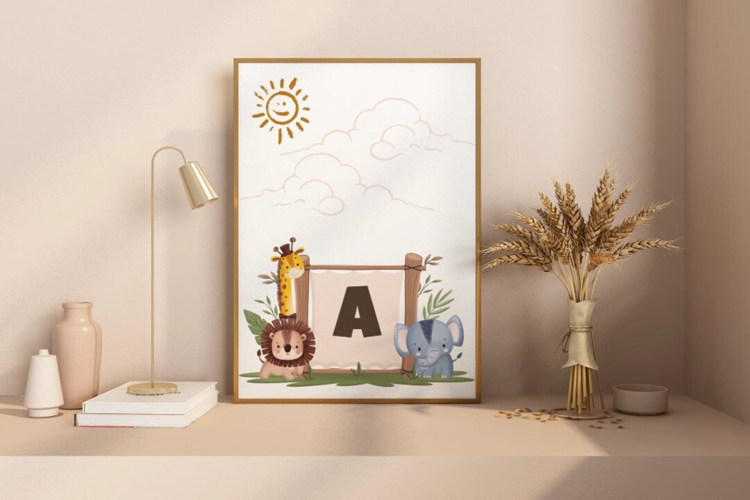 Customisable Initial Letter Wall Art for Nursery Decor Digital Print ...