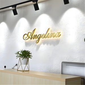 Custom Backlit Business Sign, LED Sign, Light up Salon Sign, Reception ...