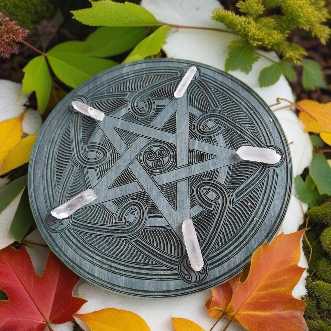 Witchcraft Altar Board With Pentagram, Crystal Grid Board, Altar Supplies , Altar Tile Witch ...
