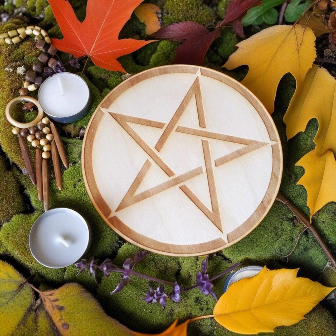 Witchcraft Altar Board With Pentagram, Crystal Grid Board, Altar Supplies , Altar Tile Witch ...