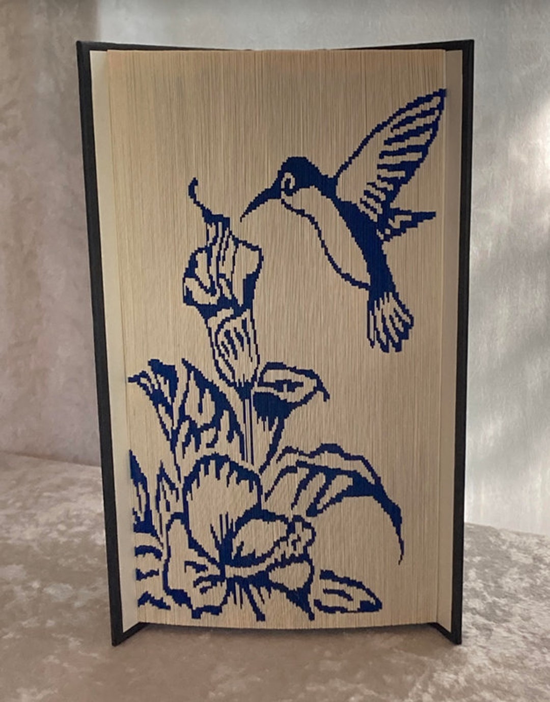 Blue Hummingbird With Flowers Book Nook Sculpture - Etsy