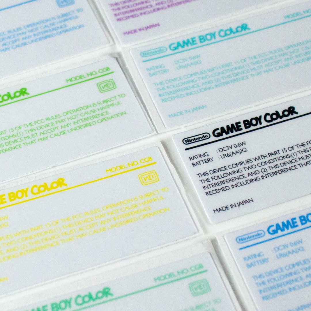 Gameboy Color Back Information Sticker - Etsy