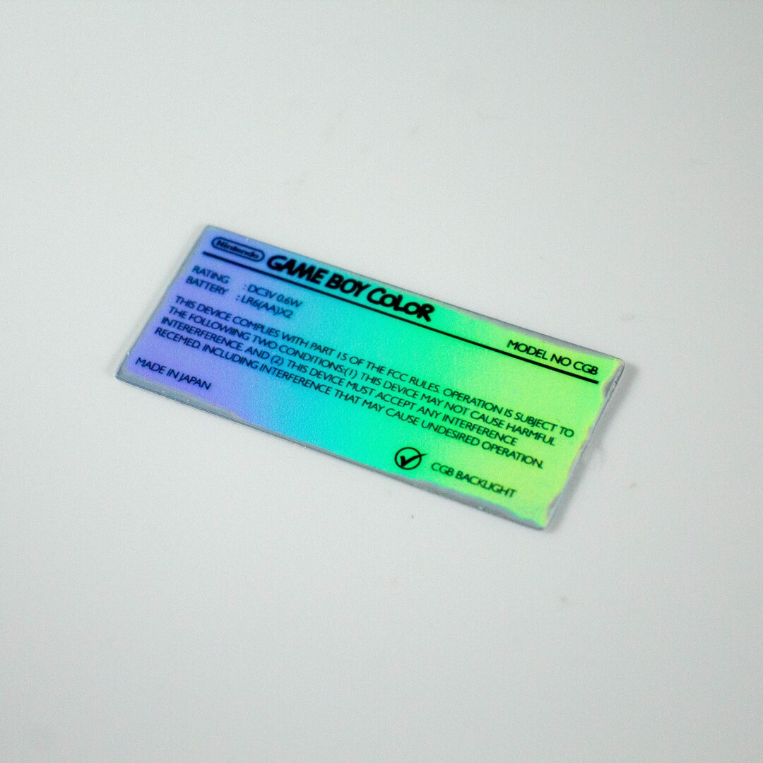 Gameboy Color Holographic Back Information Sticker - Etsy