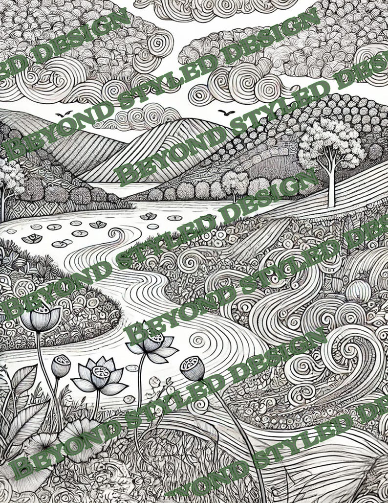 12 Relaxing Nature Coloring Pages - Etsy