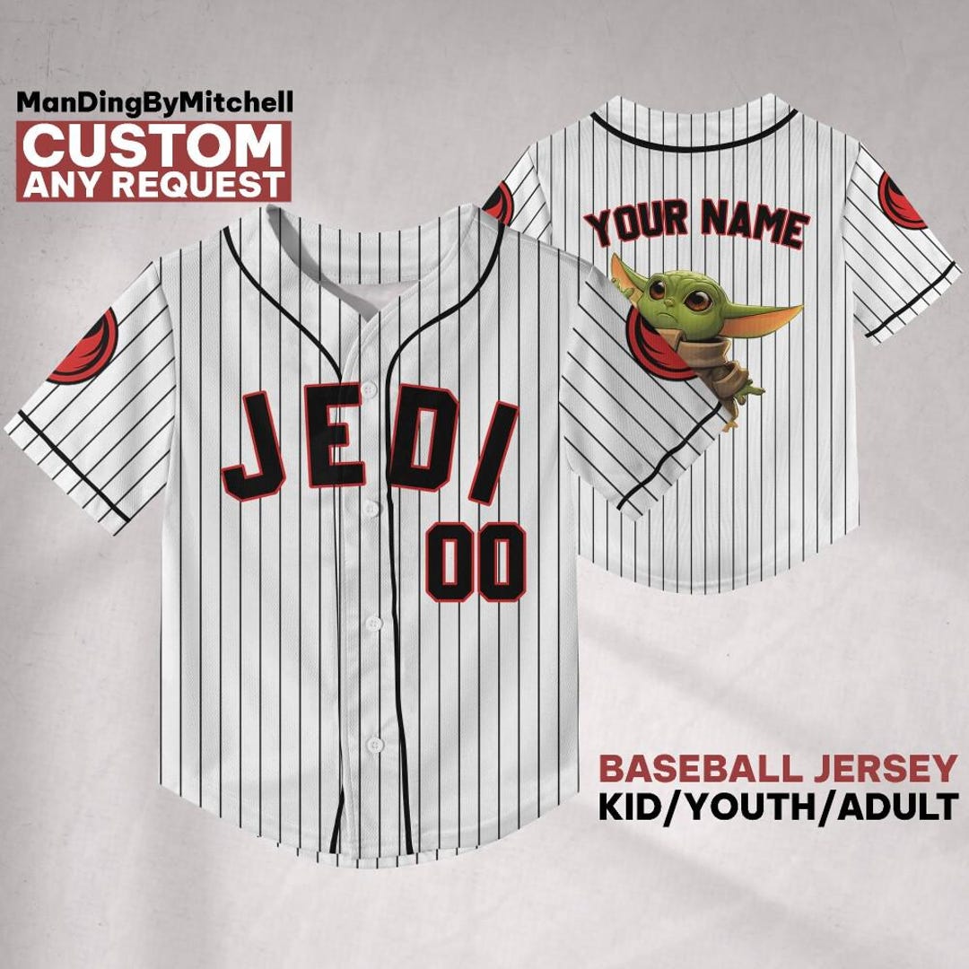 Personalize Star Wars Yoda Jedi Black Red, Kid Adult Matching Baseball ...