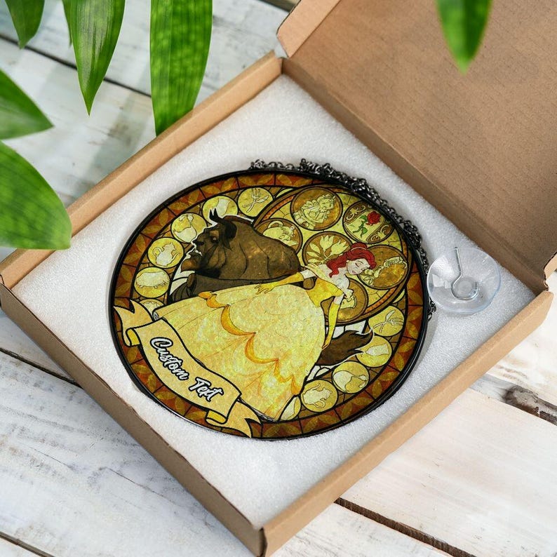 Custom Disney Princess Belle Suncatcher Stained Glass, Belle Princess ...