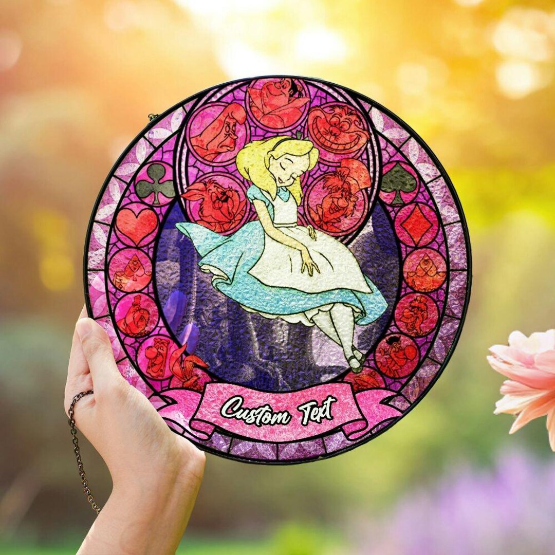 Custom Alice in Wonderland Suncatcher Stained Glass, Alice Princess ...