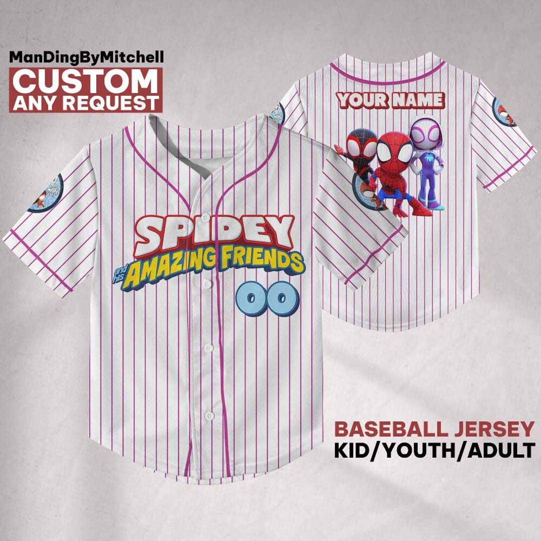 Personalize Spidey and His Amazing Friends Funny White Pink Baseball ...
