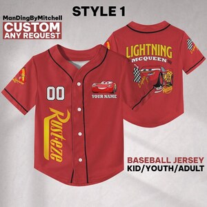 Custom Cars Lightning Mcqueen Collection Awesome Baseball Jersey ...