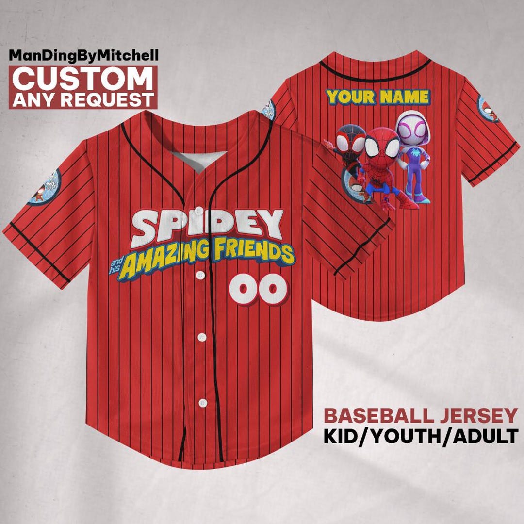 Personalize Spidey and His Amazing Friends Funny Baseball Jersey ...