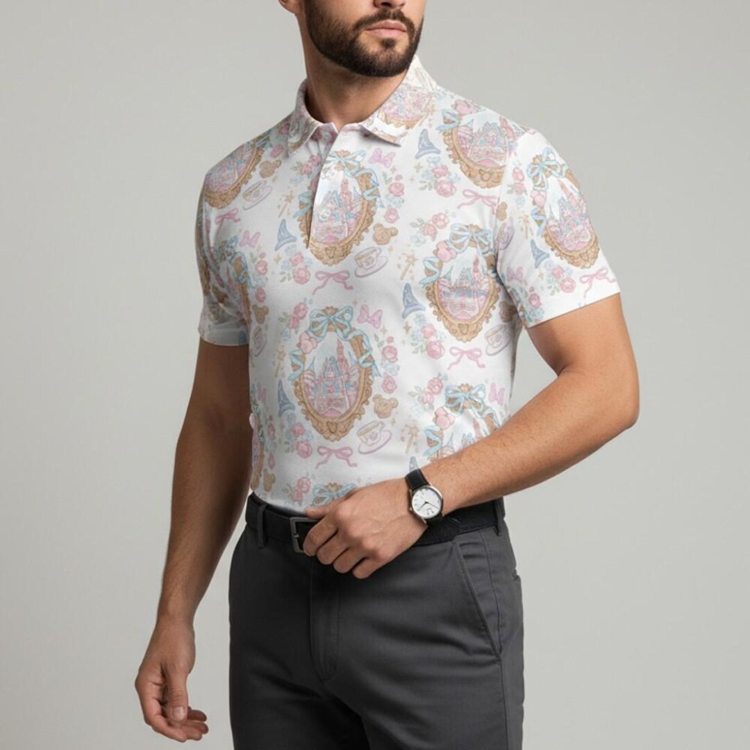 Conquette Bow Magical Castle Polo Shirt, Custom Golf Lovers Short ...