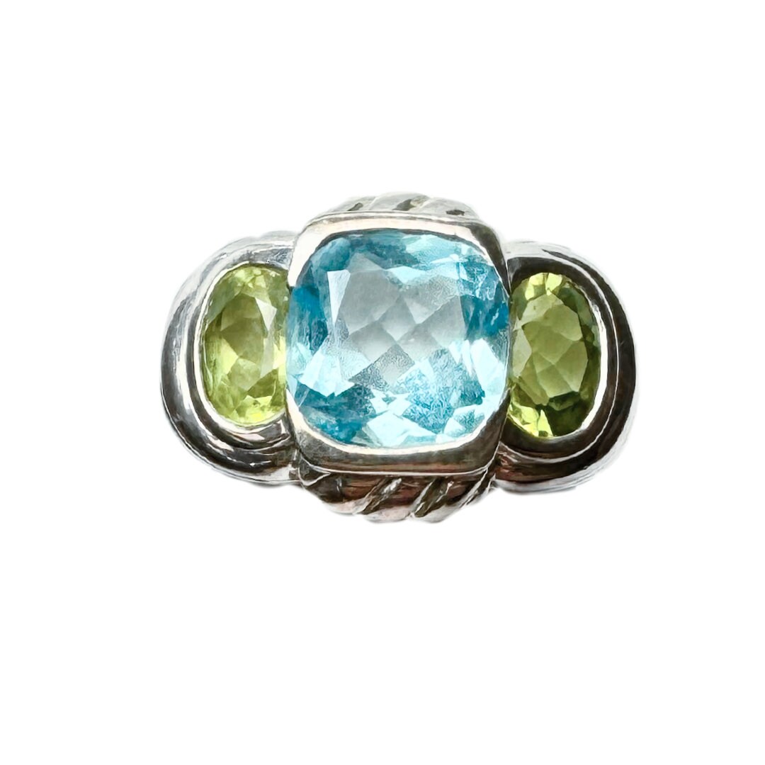 Judith Ripka SS Peridot Blue Topaz Ring - Etsy