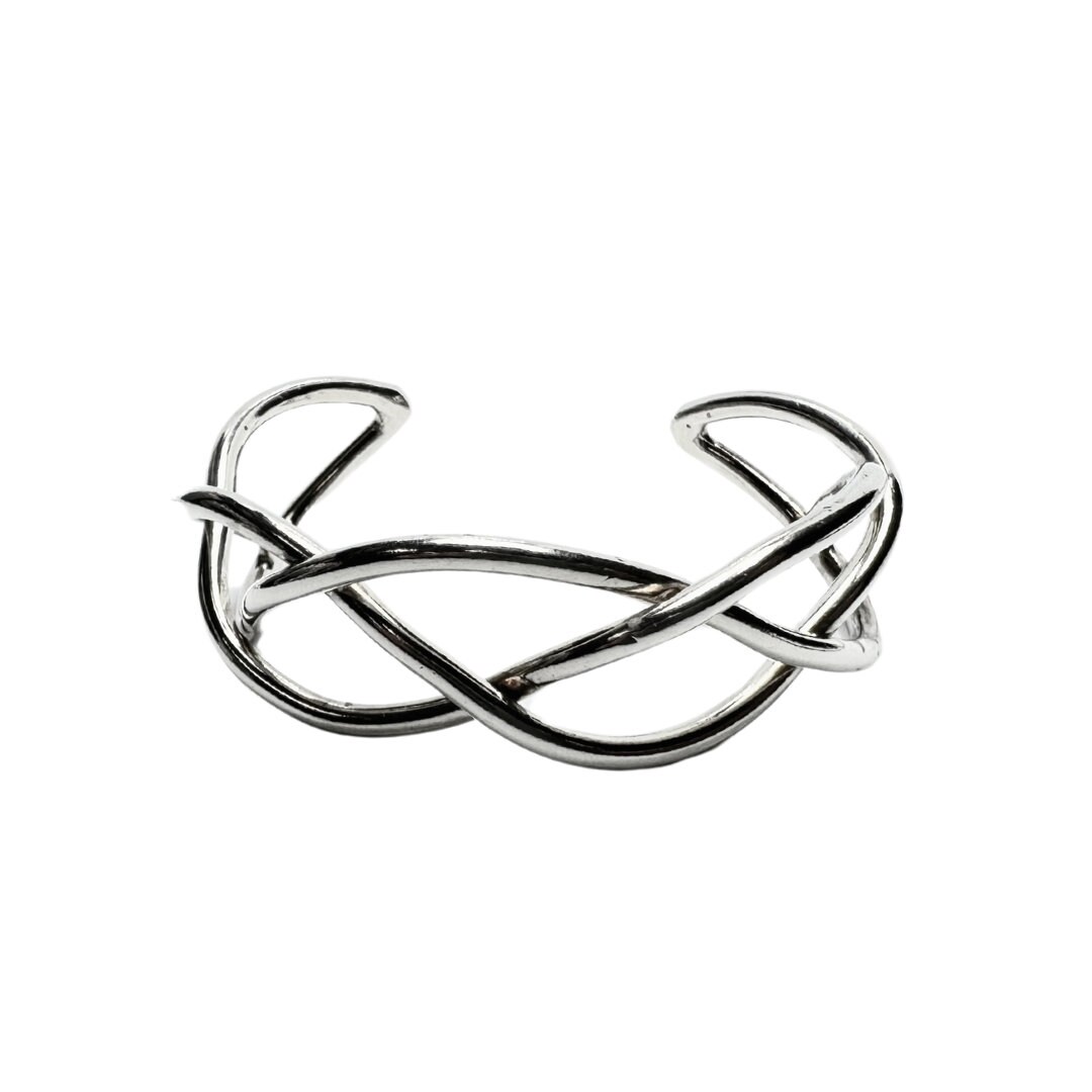 Silver Tone Interwoven Braided Wide Cuff Bracelet - Etsy