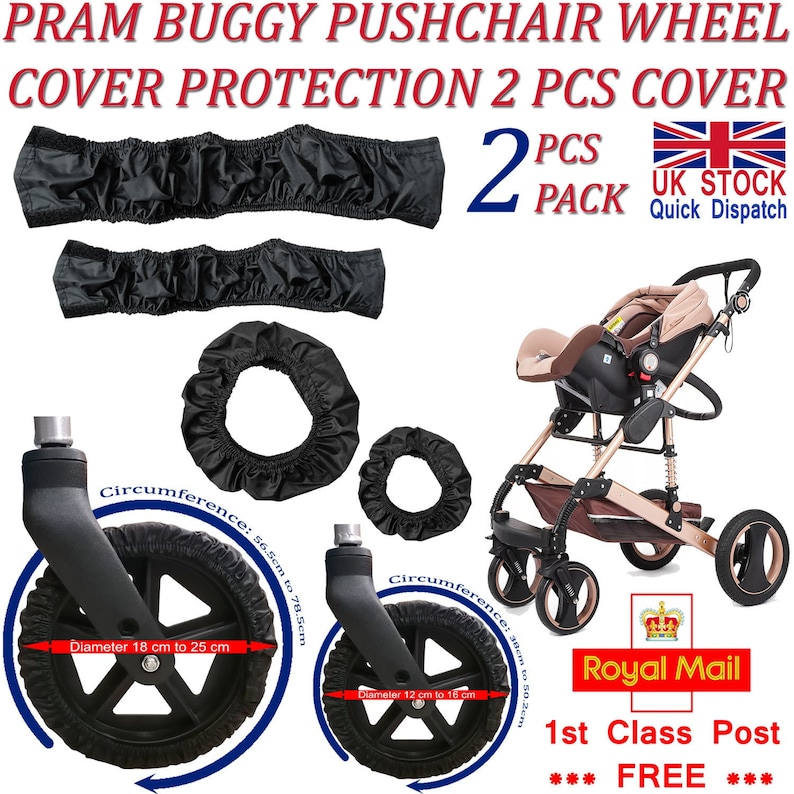LTG PRO® Pram Buggy Pushchair Wheel Covers – Waterproof Front & Rear ...
