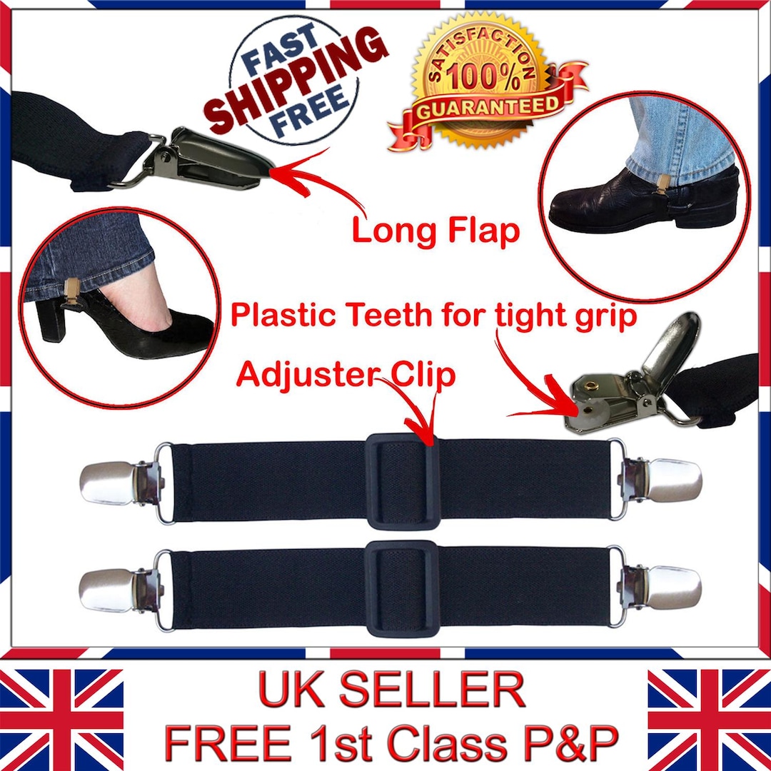 Motorcycle Biker Boot Straps – Adjustable Elastic Pant Clips Stirrups ...