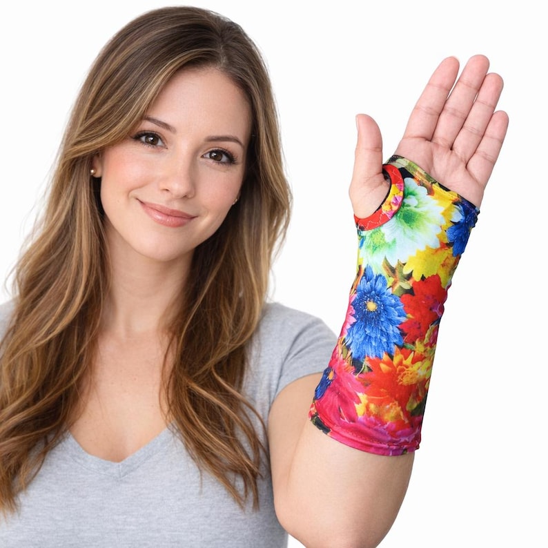 Floral Wrist Compression Sleeves Set of 2, Wrist Support Brace Covers ...
