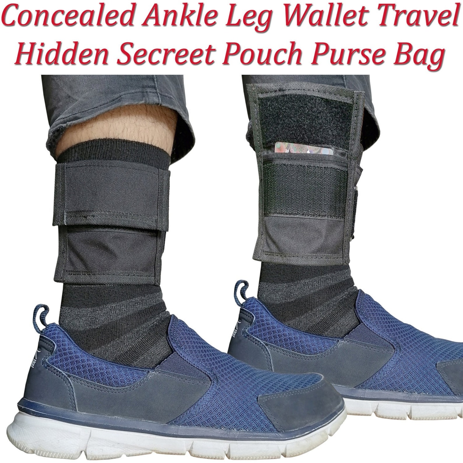 Concealed Ankle Leg Wallet – Lightweight Polyester Travel Pouch With ...