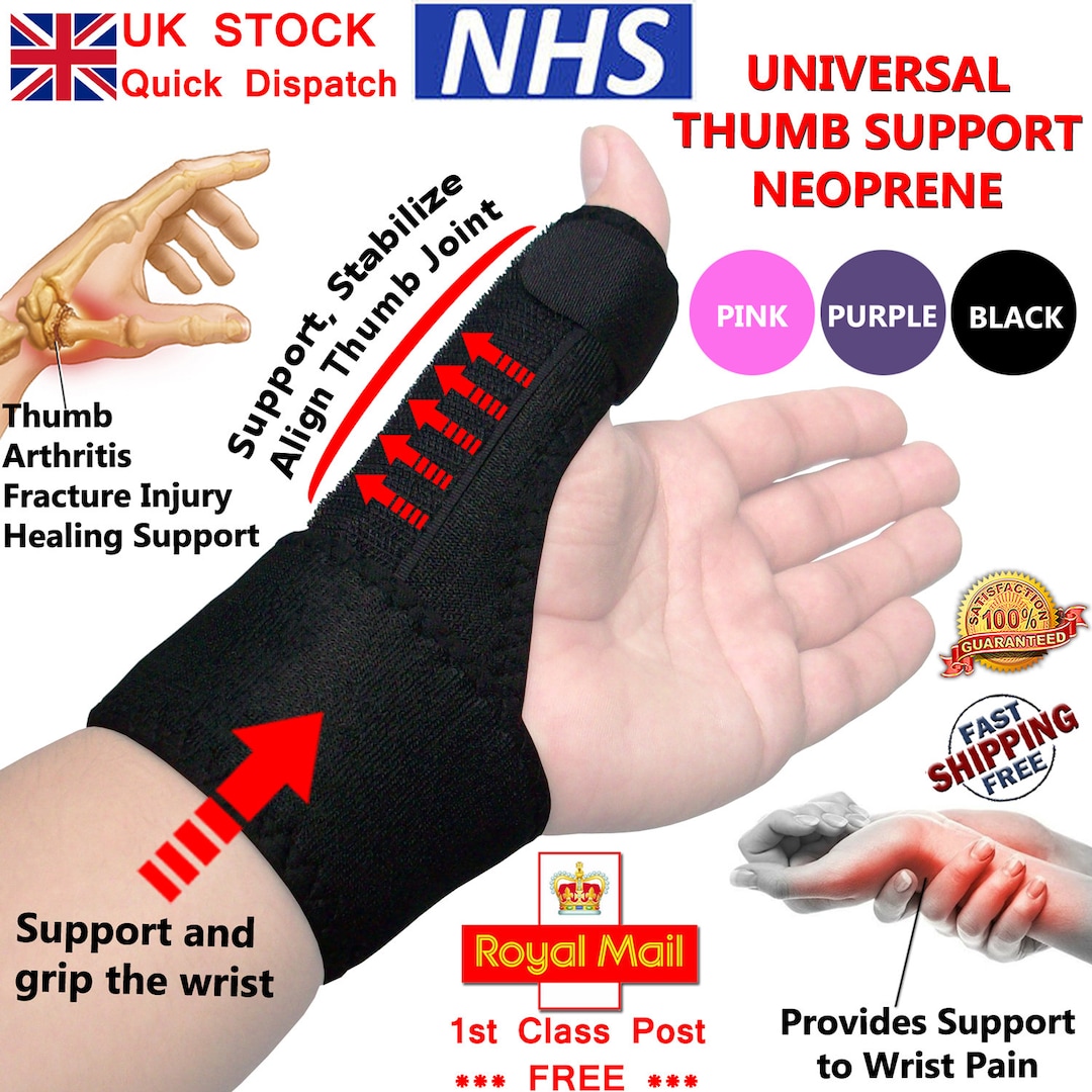 Neoprene Thumb Support Splint Spica Brace Wrist Hand Strain Sprain ...