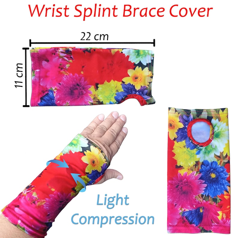 Floral Wrist Compression Sleeves Set of 2, Wrist Support Brace Covers ...