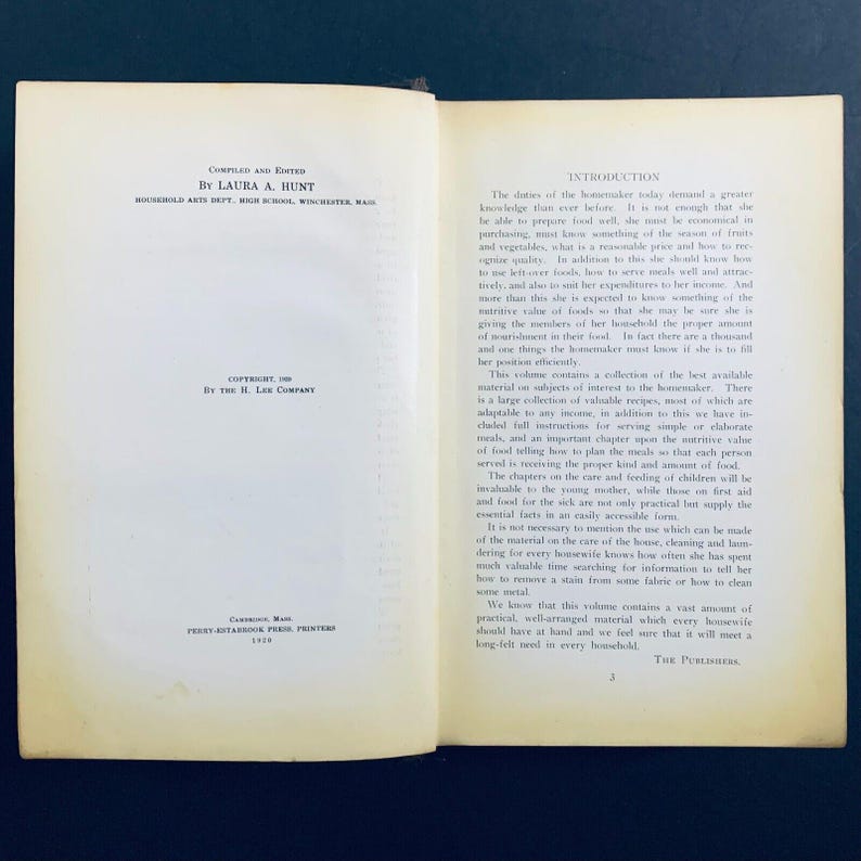 The Housekeeper 1920 Laura Hunt Household Arts Department Cookbook ...