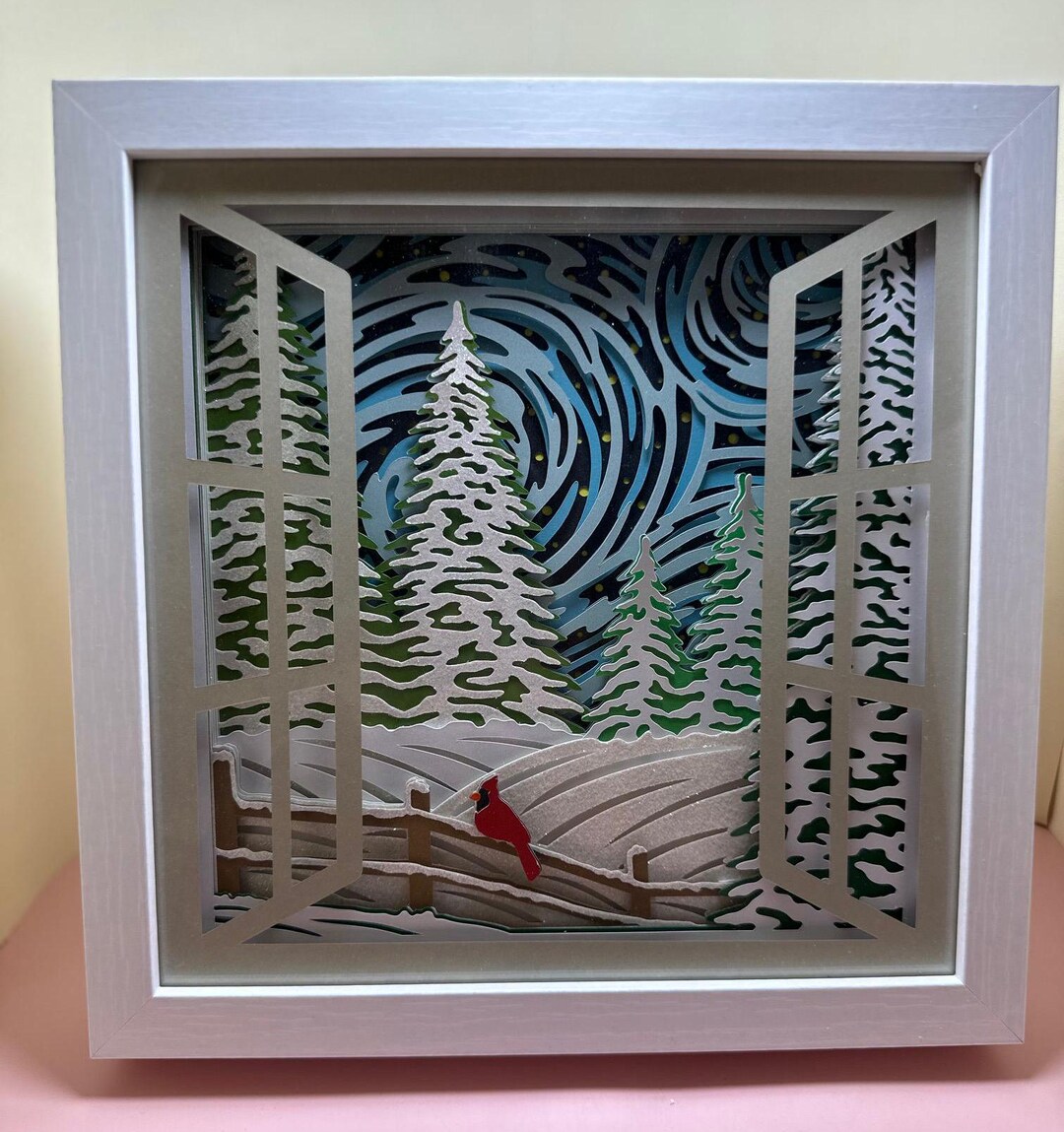 Starry Night Winter Shadow Box - Etsy