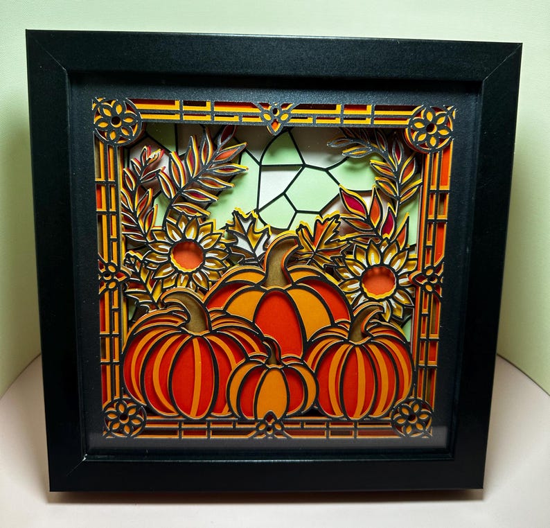 Stained Glass/pumpkin Shadow Box - Etsy
