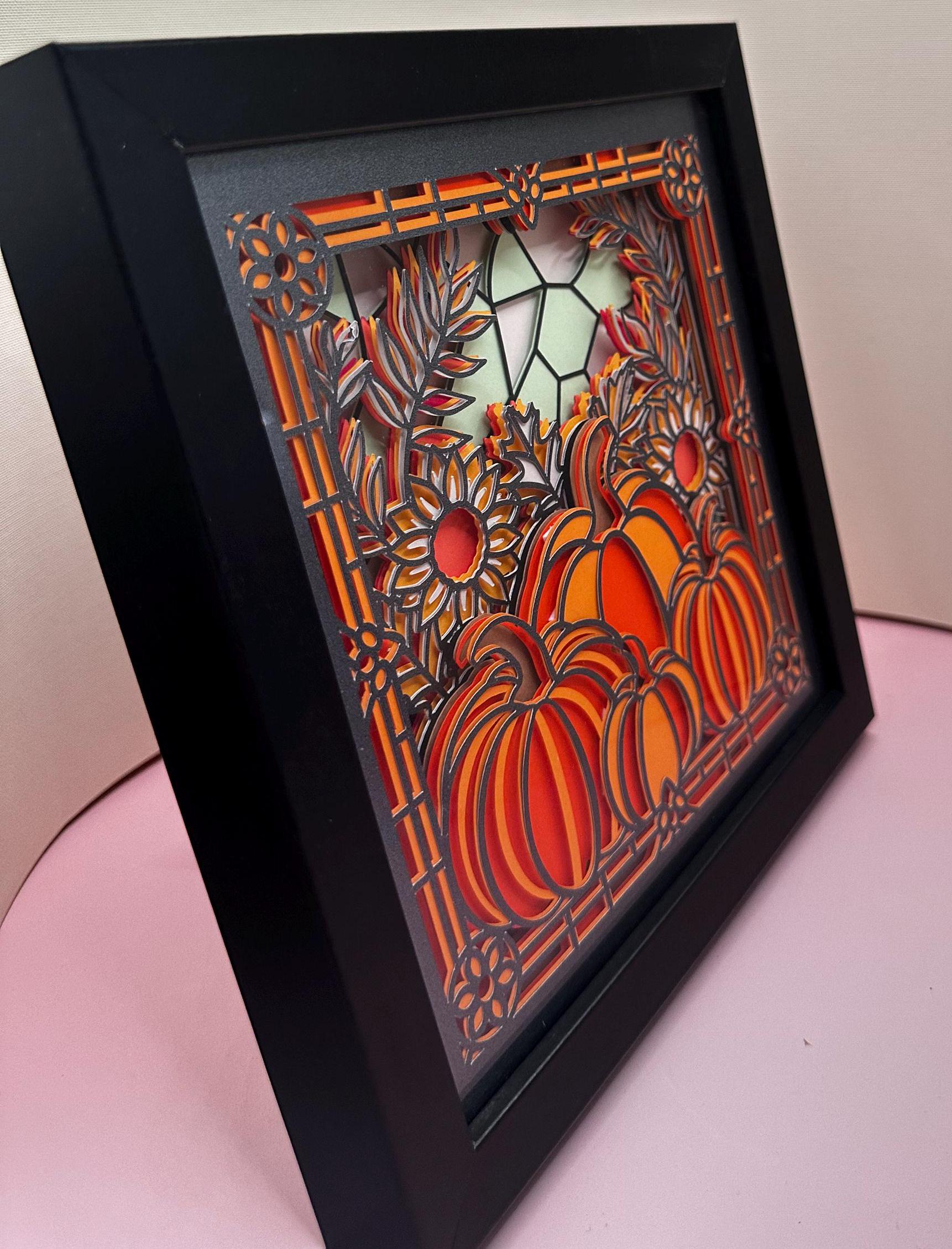 Stained Glass/pumpkin Shadow Box - Etsy