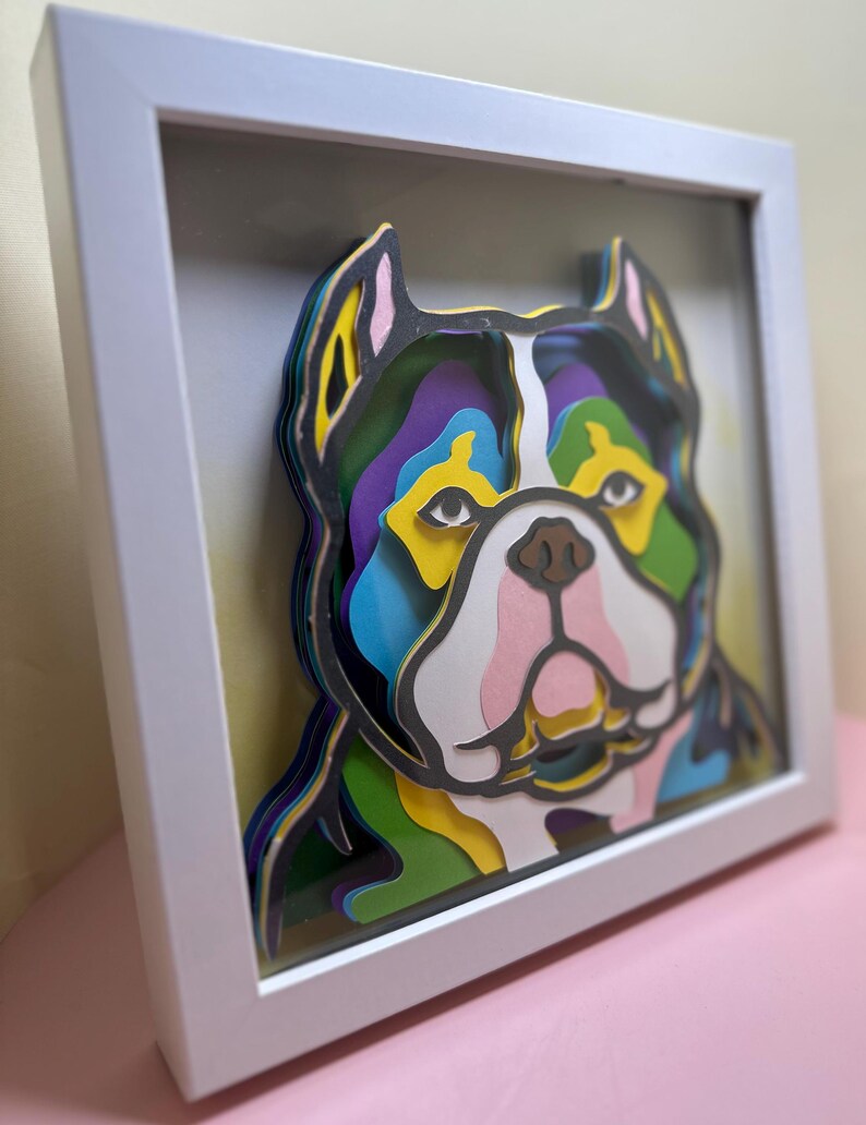 American Bully Shadowbox, Layered Art, American Bully, Framed Art, 3D ...