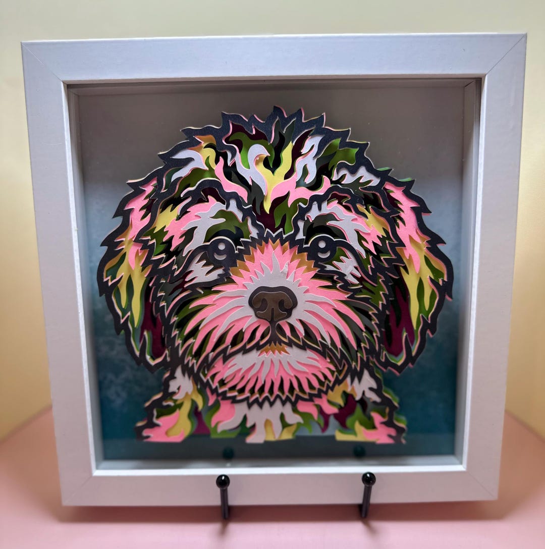 Cavapoo Shadowbox, Layered Art, Cavapoo, Framed Art, 3D Layered ...