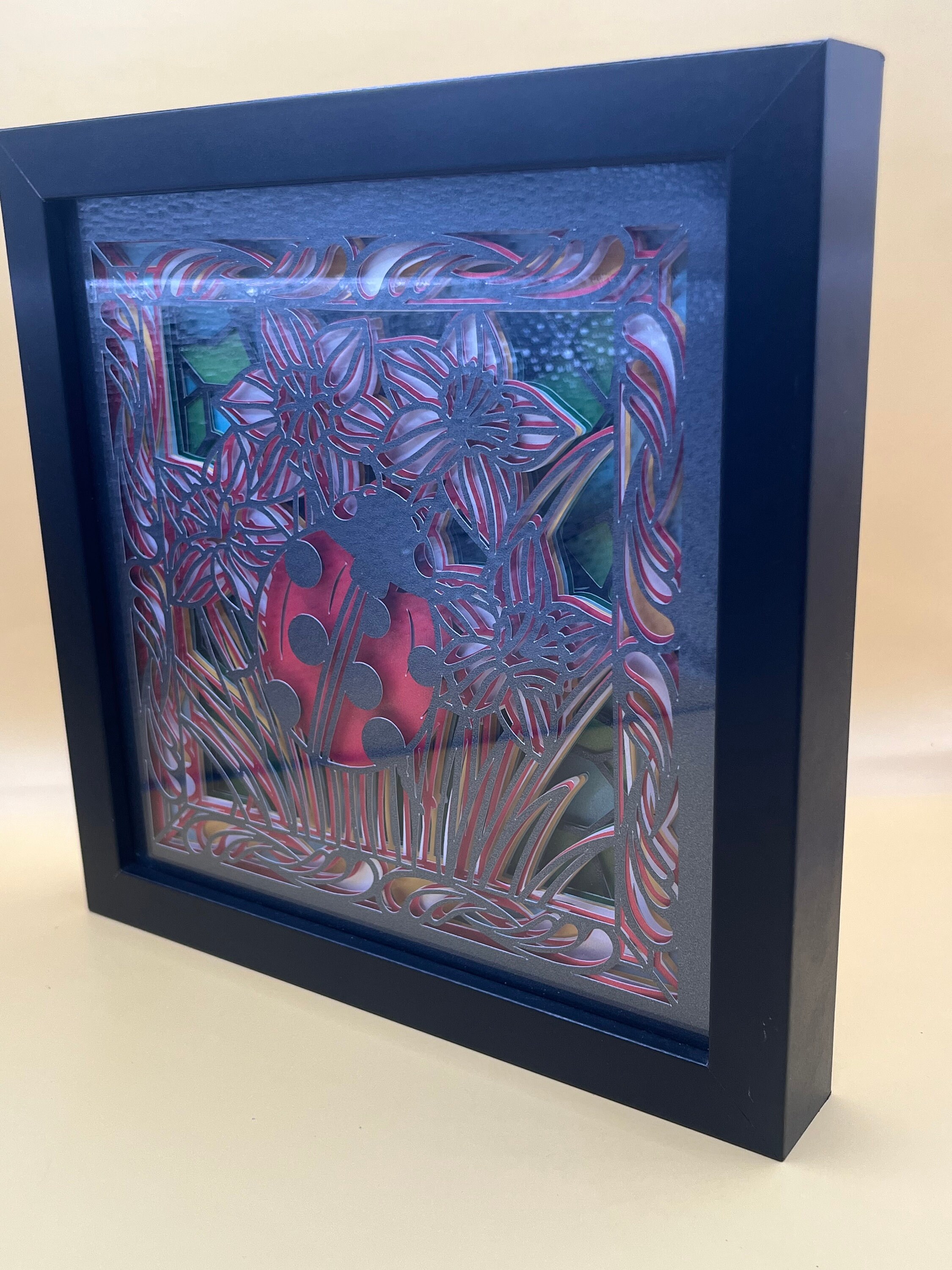 Stained Glass Lady Bug Shadow Box - Etsy