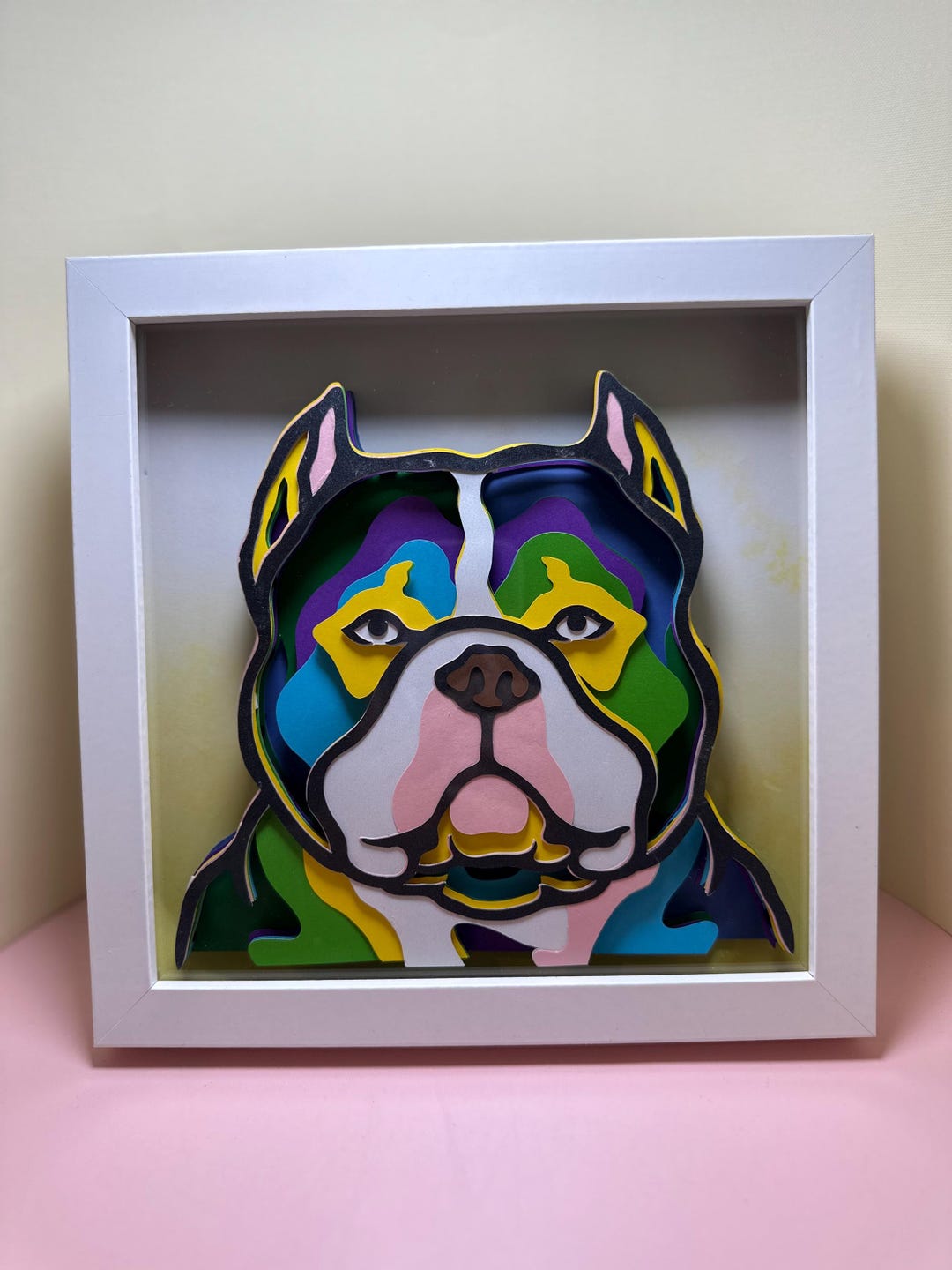 American Bully Shadowbox, Layered Art, American Bully, Framed Art, 3D ...