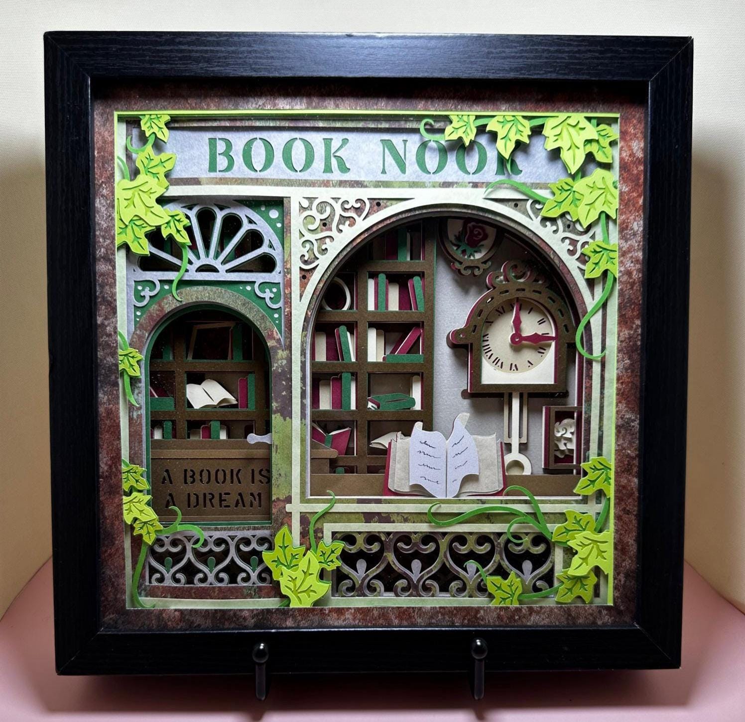 3D Papercut Book Nook, Reading Shadow Box, Layered Framed Art - Etsy