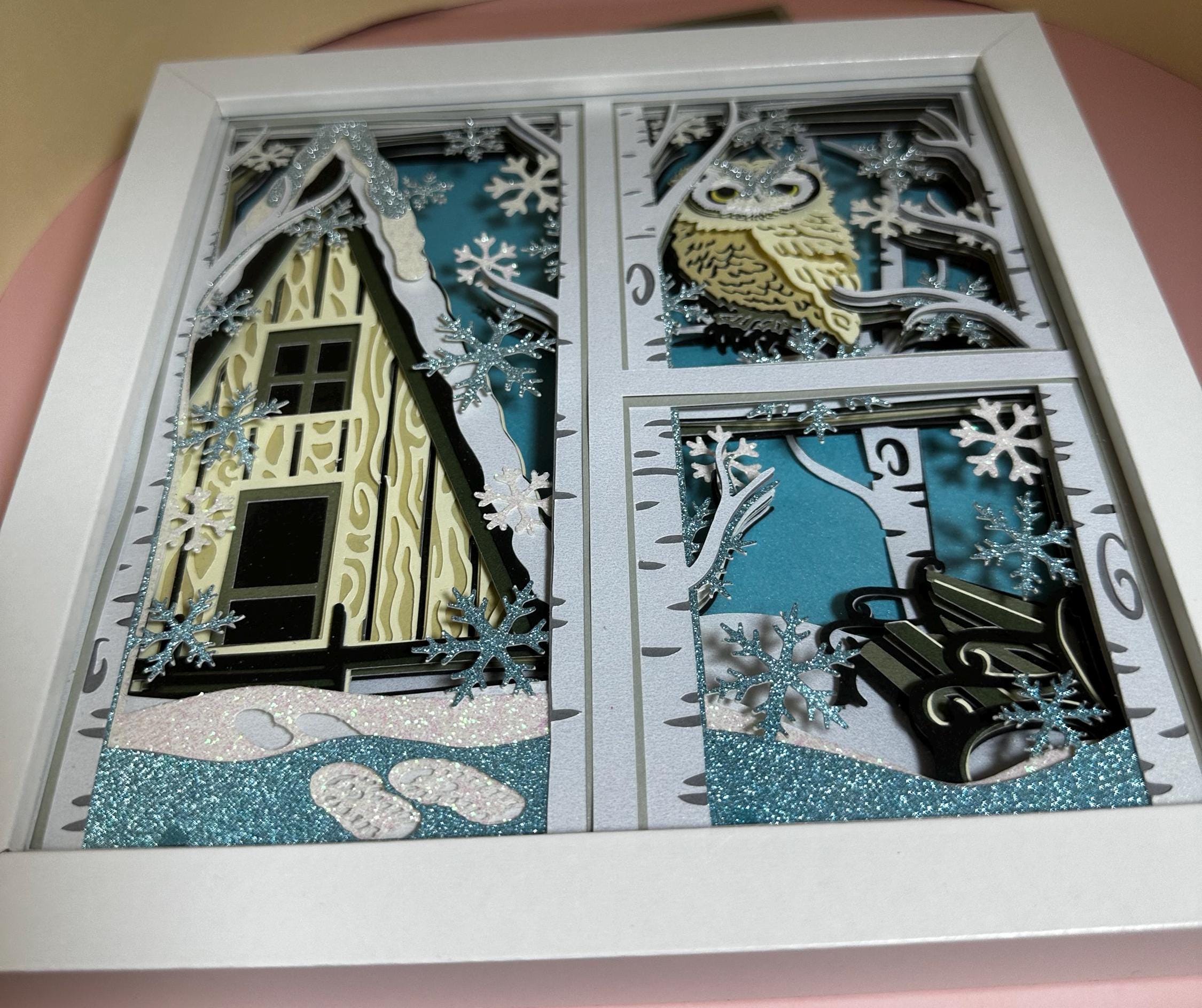 Owl Wintery Scene Shadow Box - Etsy