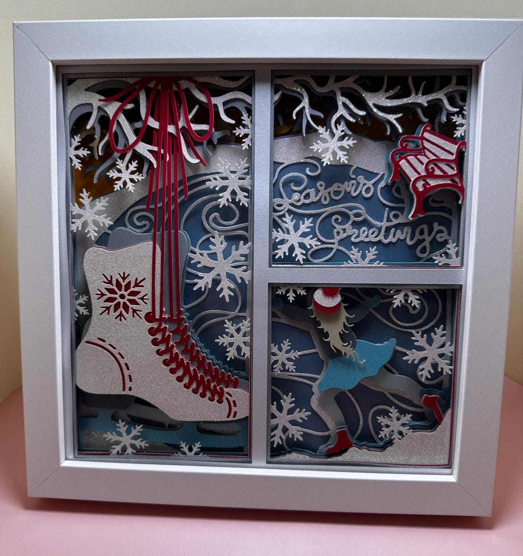 Seasons Greetings Skater Shadow Box - Etsy
