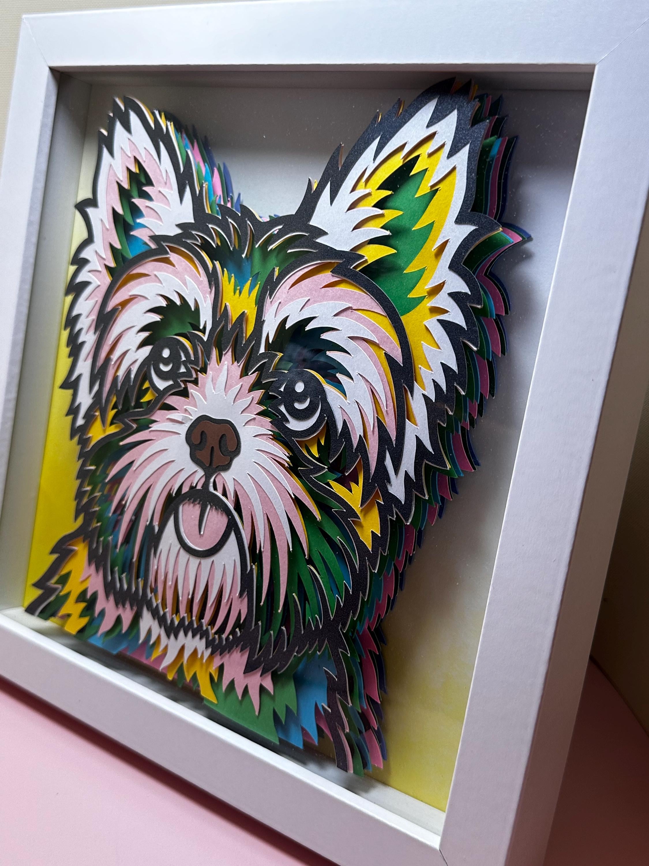 Yorkshire Terrier (yorkie) Shadow Box, Layered Art, Yorkie, Framed Art ...