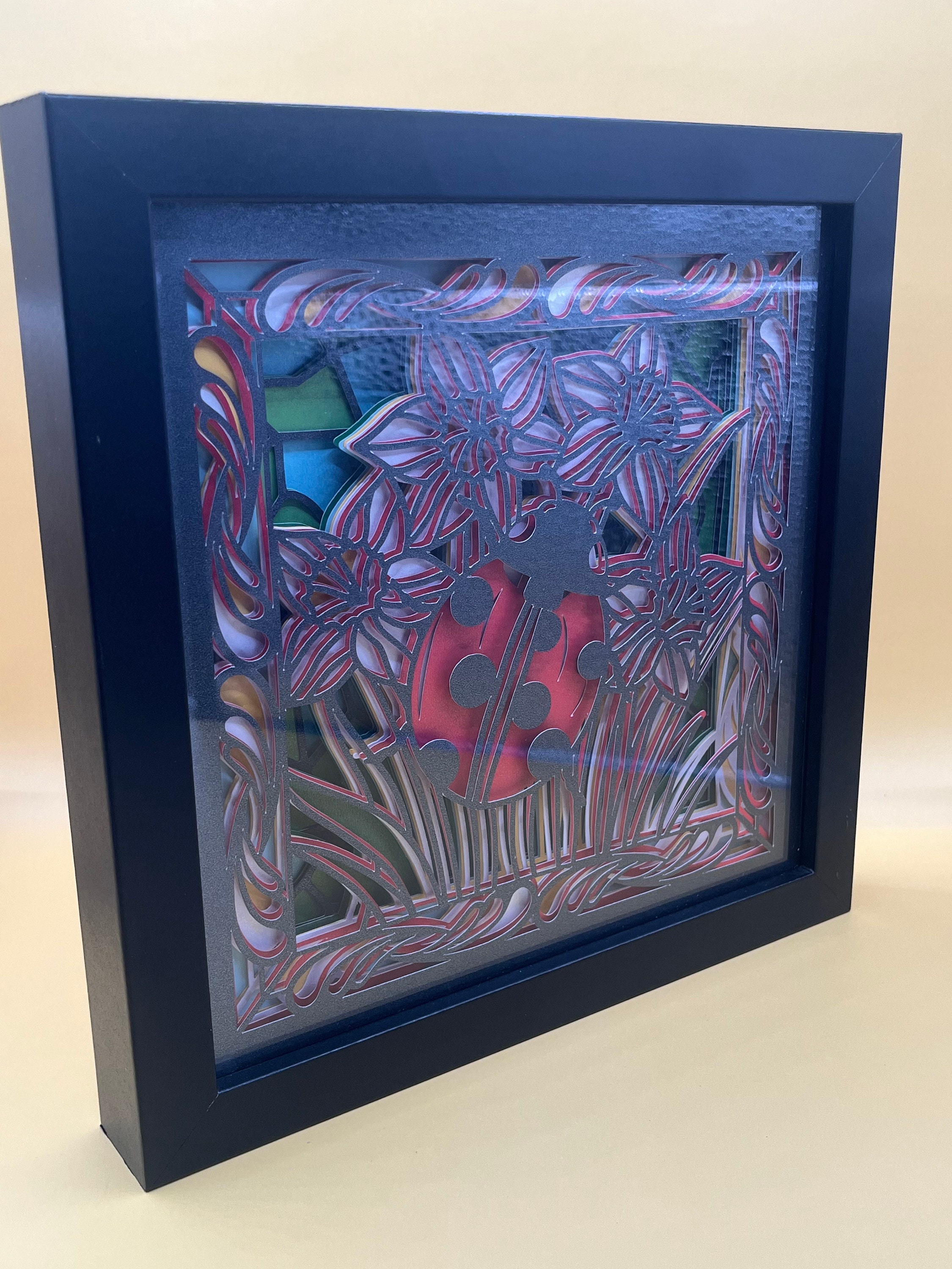 Stained Glass Lady Bug Shadow Box - Etsy