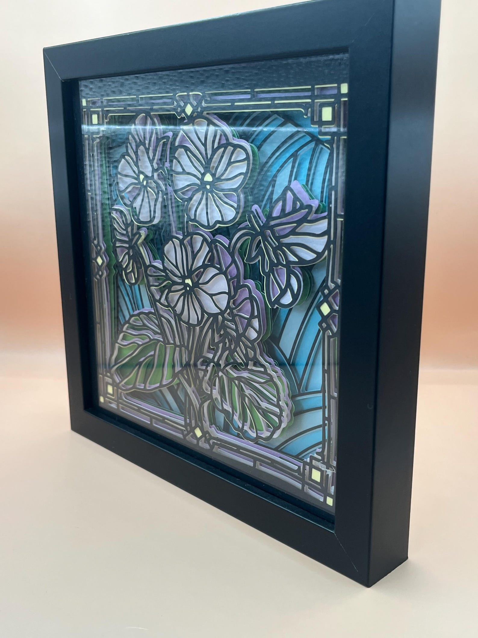 Stained Glass Pansy Shadow Box - Etsy