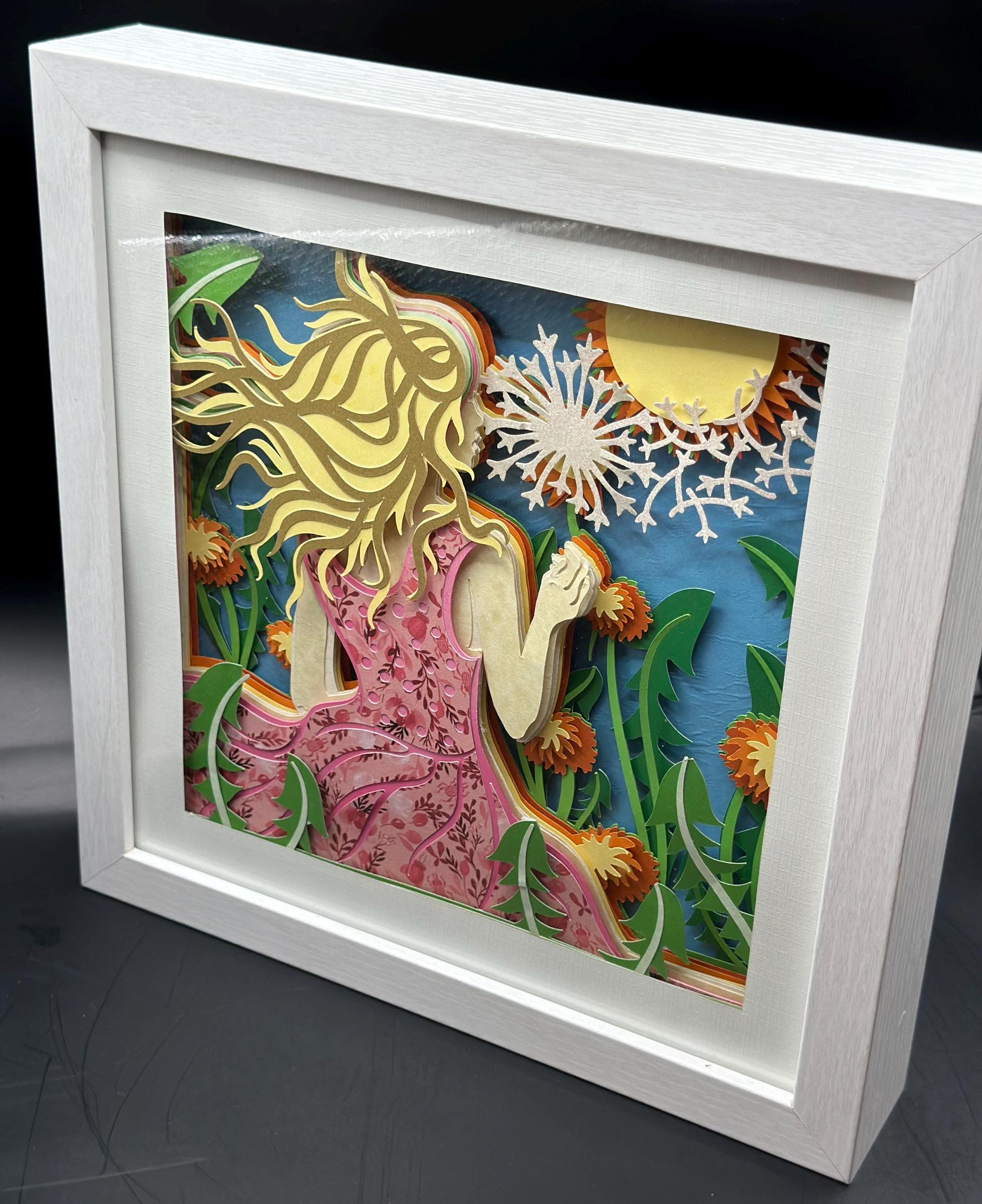 Girl With Dandelion Shadow Box - Etsy