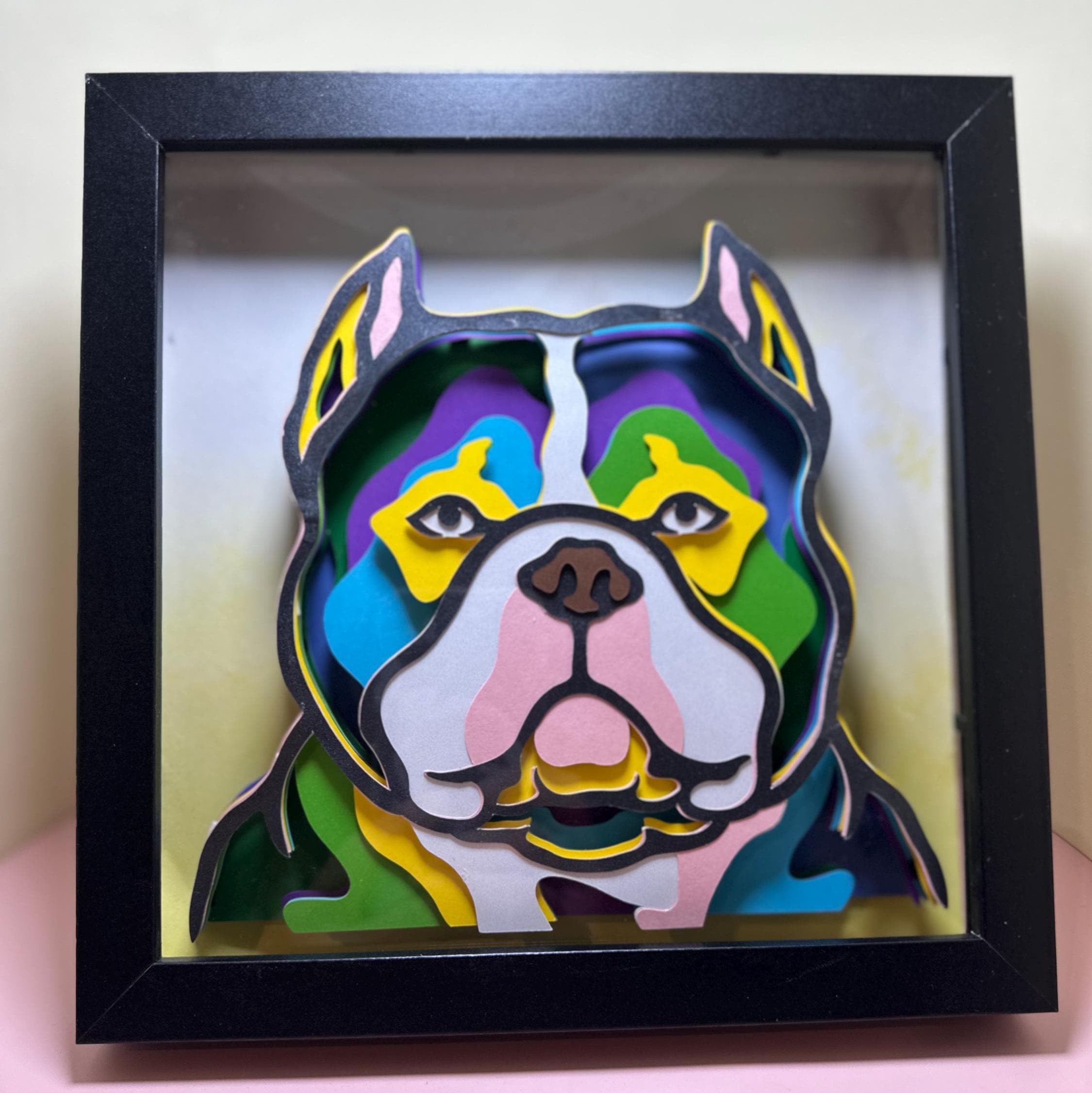 American Bully Shadowbox, Layered Art, American Bully, Framed Art, 3D ...