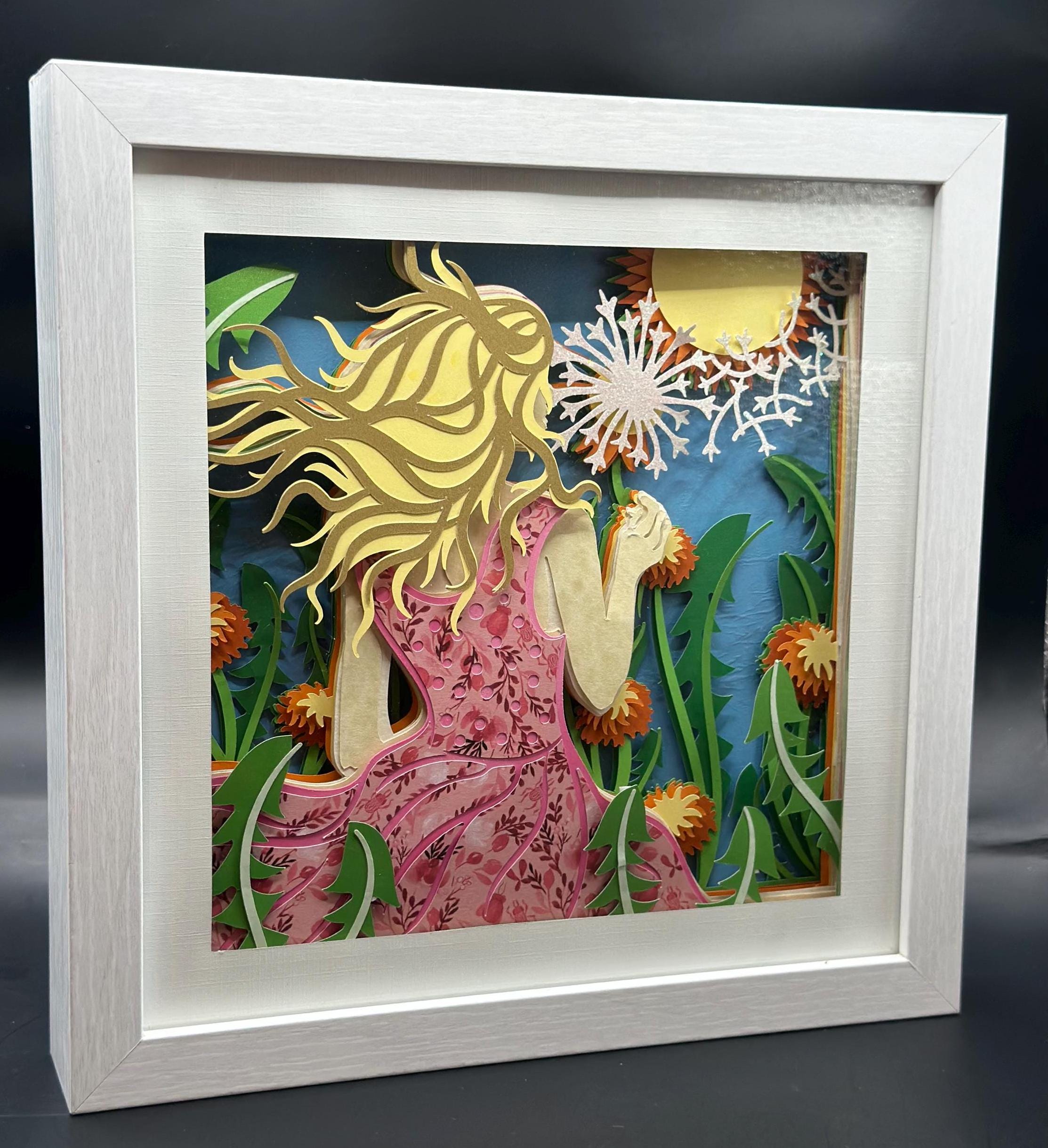 Girl With Dandelion Shadow Box - Etsy